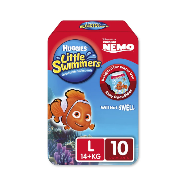 HUGGIES SWIMMERS EASY OPEN SIDE LARGE 10 CONT 14+KG