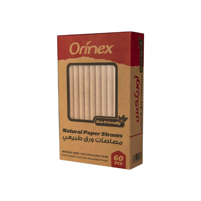Orinex Natural Paper Brown Straw, 60 Pieces